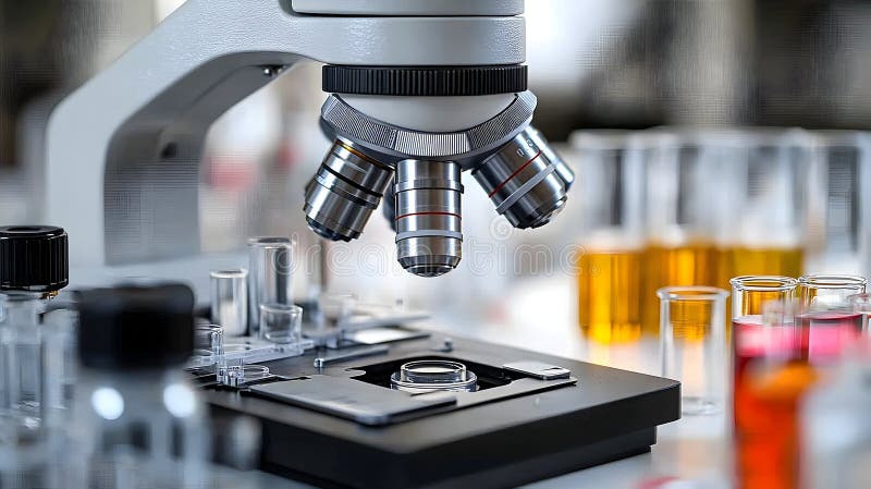 Microscope in a Laboratory stock illustration. Illustration of magnify ...