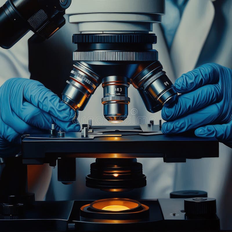 Laboratory Microscope Illuminated in a Scientific Research Environment ...