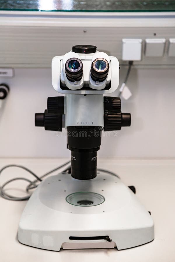 Laboratory Microscope Isolated on White Close Up Stock Image - Image of ...