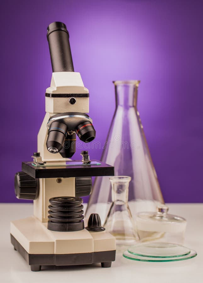 Laboratory Microscope and Lab Glass Stock Image - Image of healthcare ...