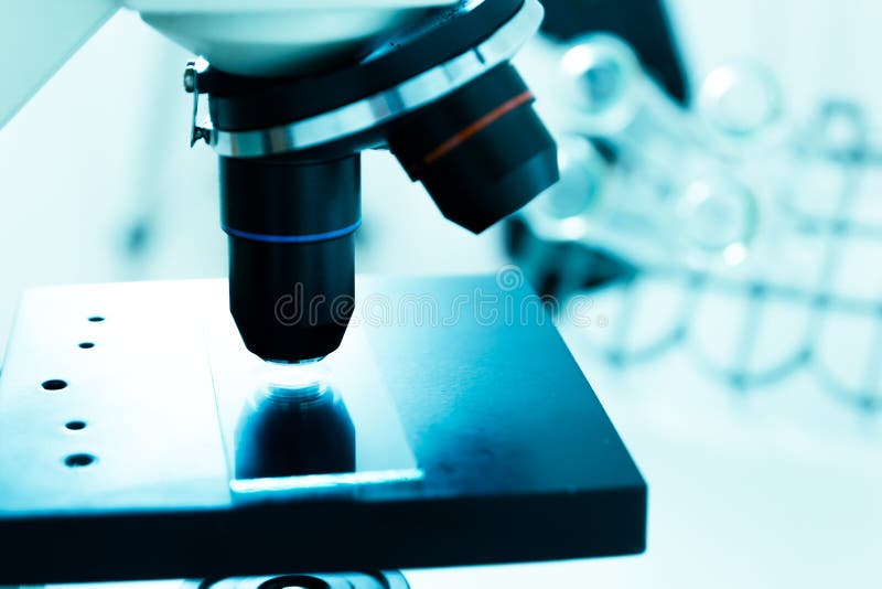 Laboratory Microscope Lens.Laboratory Room Stock Image - Image of ...