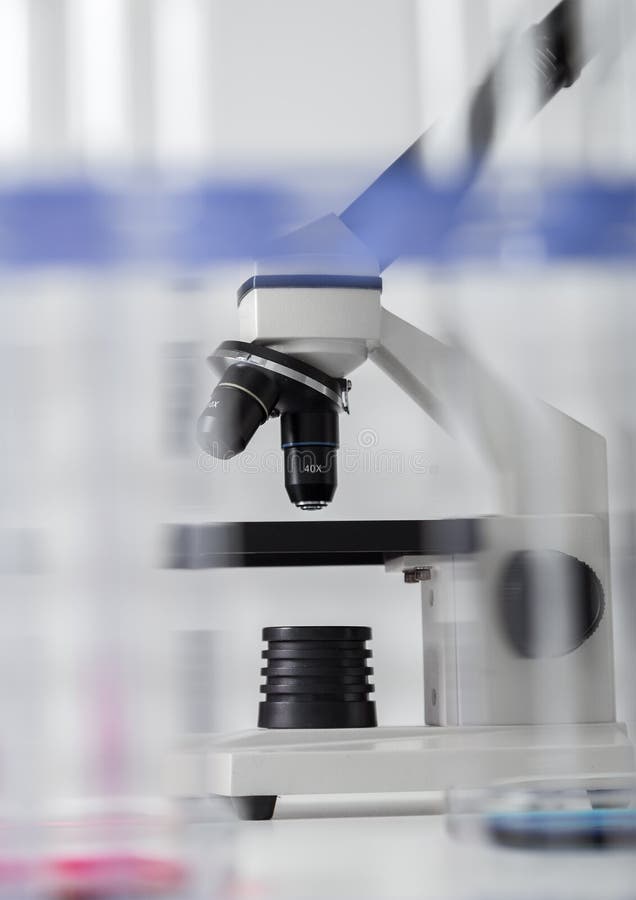 Laboratory Microscope Lens.modern Microscopes in a Lab. Stock Image ...