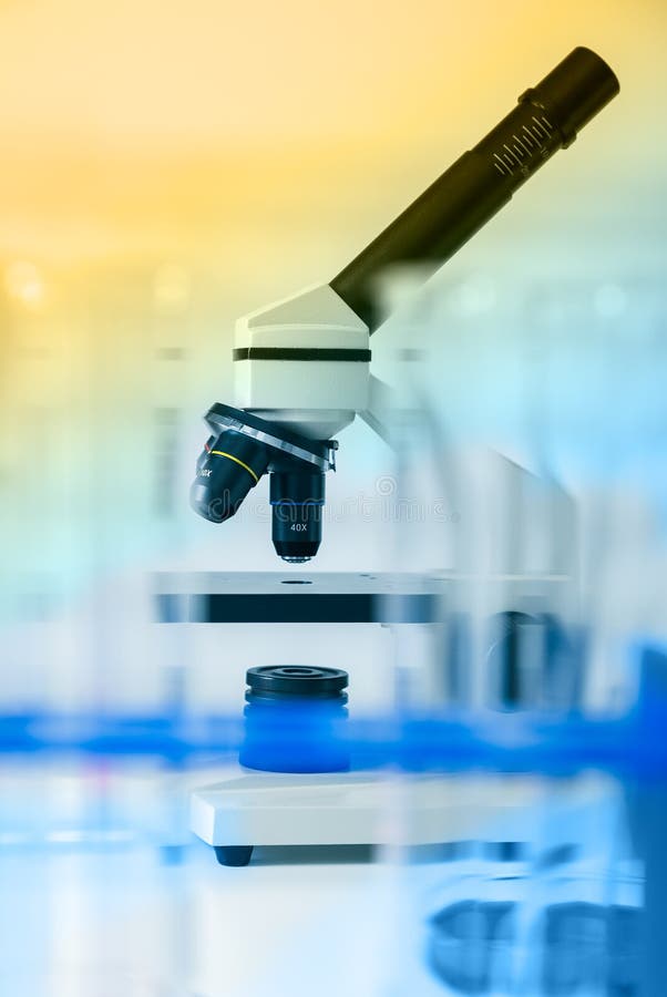 Laboratory Microscope Lens.modern Microscopes in a Stock Photo - Image ...