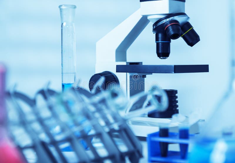 Laboratory Microscope Lens.modern Microscopes in a Stock Image - Image ...