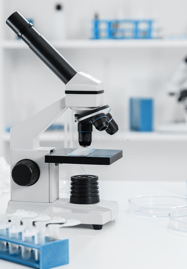 Laboratory Microscope Lens.modern Microscopes in a Lab Stock Photo ...