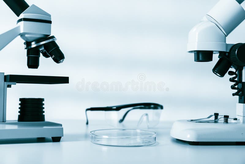 Laboratory Microscope Lens.modern Microscopes in a Stock Image - Image ...