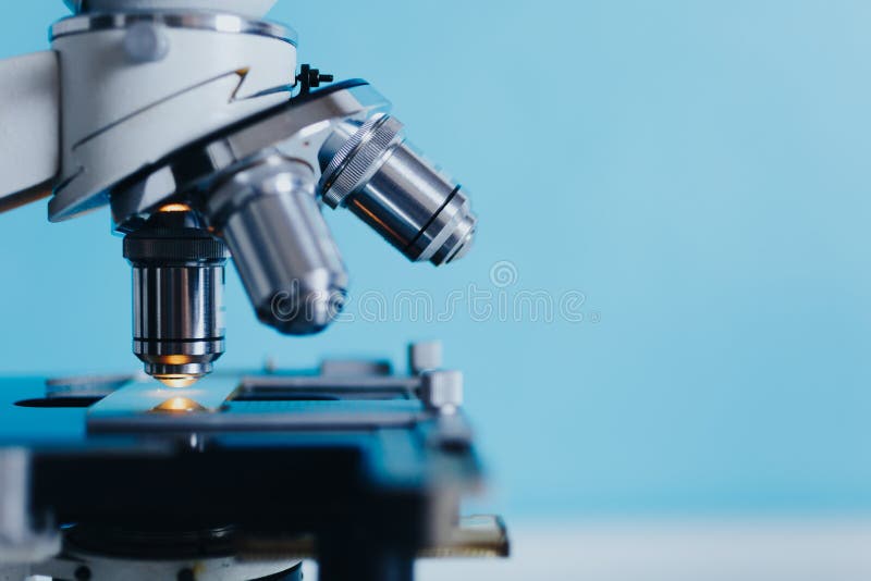 Laboratory Microscope with Multiple Lenses. Stock Image - Image of ...