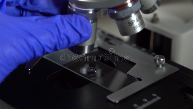 Microscope with Sample Glass. Stock Video - Video of biochemistry ...