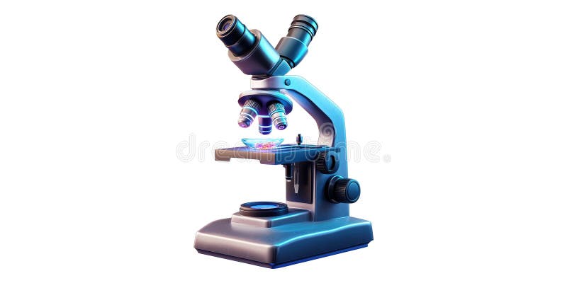 Laboratory Microscope with Specimen Slide Isolated on Transparent ...