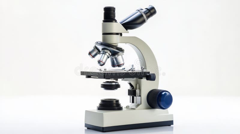 A Laboratory Microscope Stands Upright with Its Adjustable Lenses Ready ...