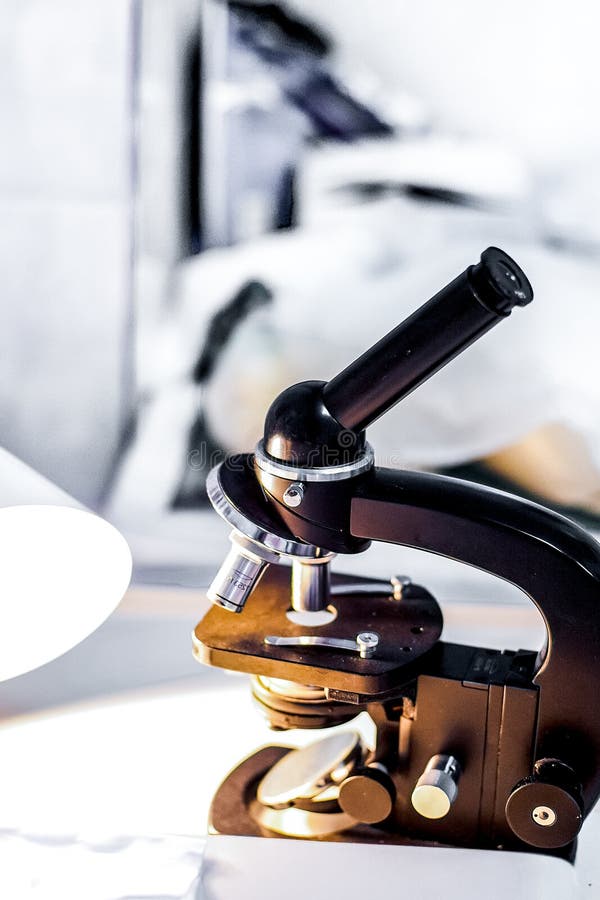 Laboratory Microscope on Table Stock Photo - Image of drugs, expertise ...
