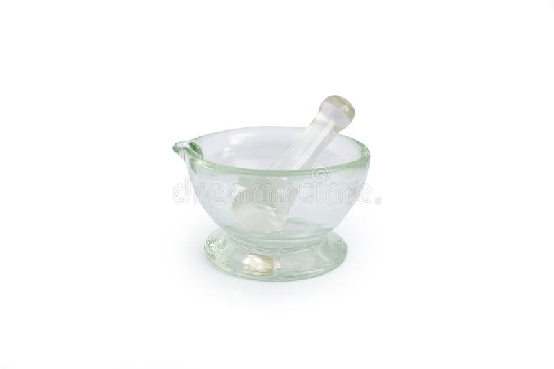 Laboratory Mortar and Pestle on a White Background, Side View Stock ...