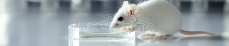 Laboratory Mouse Interacting with Petri Dish in Research Setting Stock ...