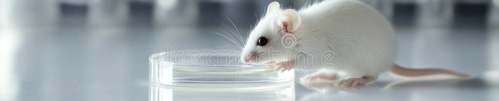 Laboratory Mouse Interacting with Petri Dish in Research Setting Stock ...