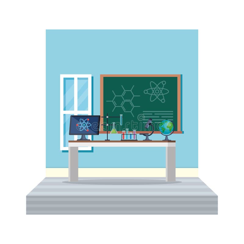 Laboratory Office Workplace Scene Stock Vector - Illustration of ...