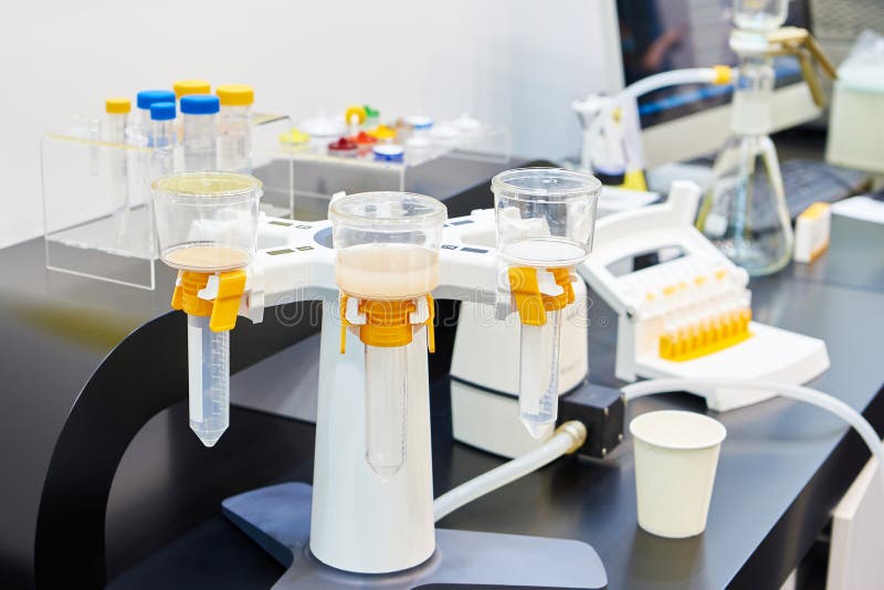 Laboratory Plastic Bottle Filters Stock Photo - Image of biology ...