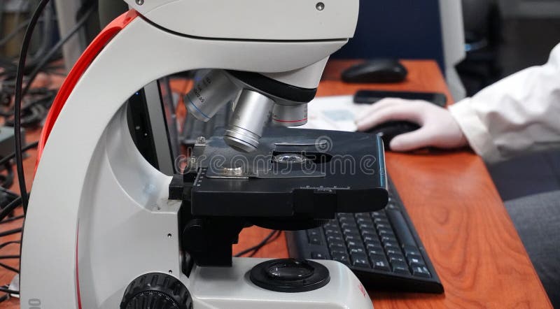 Laboratory Professional Microscope and Computer Stock Photo - Image of ...