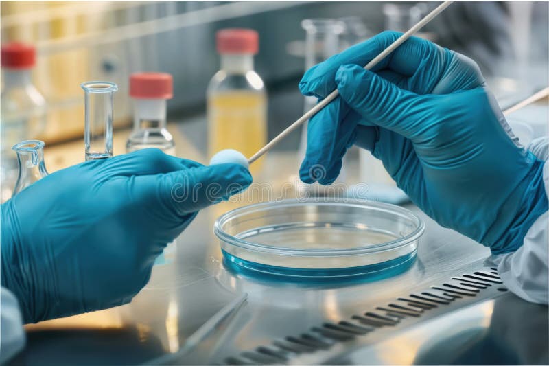 Laboratory Professionals Testing Samples Using Cotton Swab and Sterile ...