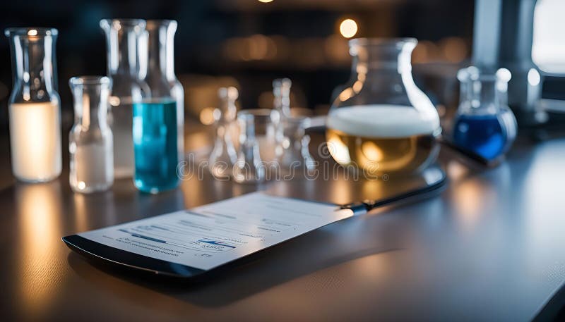 Laboratory Report and Glassware Stock Illustration - Illustration of ...