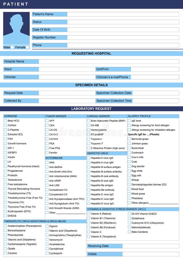 Laboratory Requisition Form with Empty Space, Illustration Stock ...