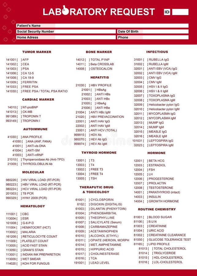 Laboratory Requisition Form with Empty Space, Illustration Stock Image ...
