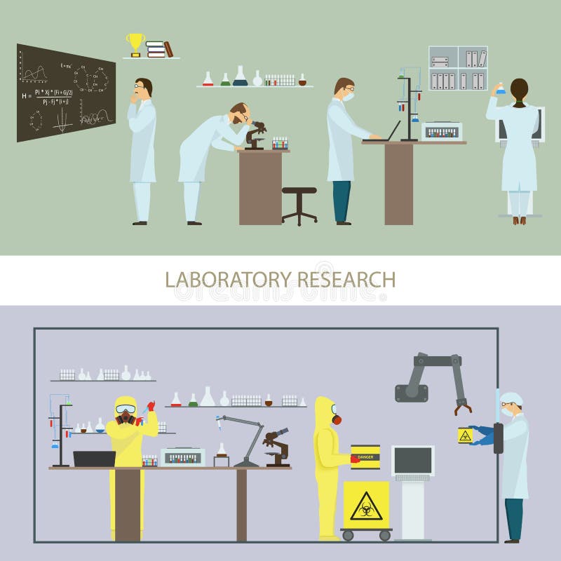 Laboratory Research by Group of Scientists. Stock Vector - Illustration ...