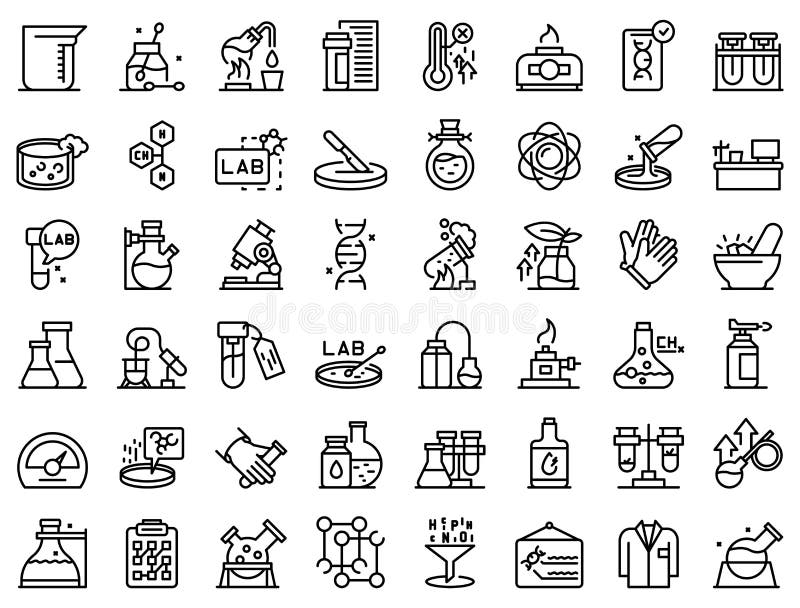 Microbiology Laboratory Icons Set Stock Vector - Illustration of ...