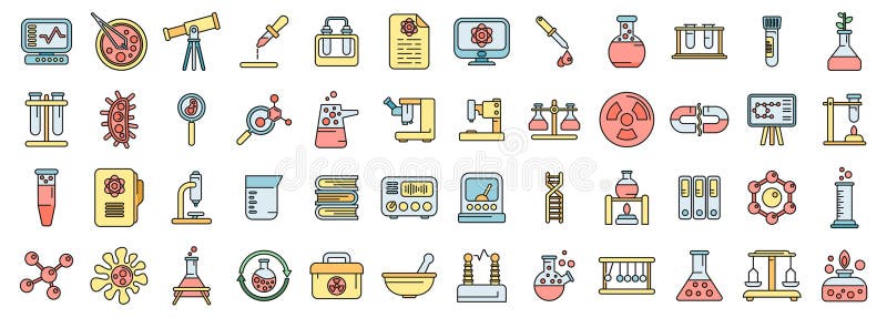 Laboratory Research Icons Set Vector Color Line Stock Vector ...