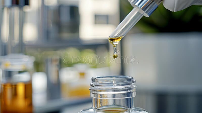 Laboratory Research: Precision Dropper Dispensing Liquid into Test ...