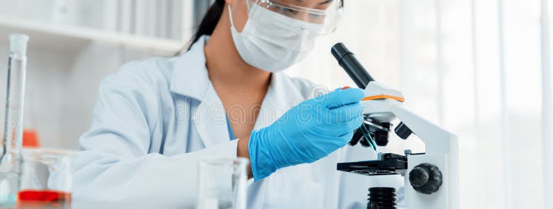 Laboratory Researcher Develop New Medicine or Cure Using Microscope ...