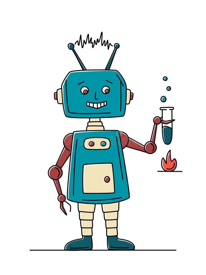 Laboratory Robot and Furniture Cartoon Vector Set Stock Vector ...