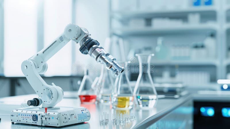 Laboratory Robotic Arm Demonstrating Precision in Intricate Scientific ...