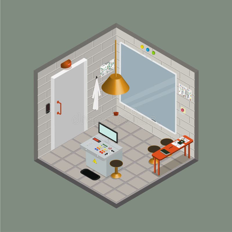 Laboratory Room in Isometric View Stock Vector - Illustration of brick ...