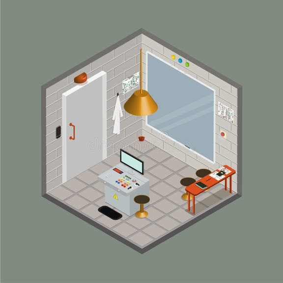Laboratory Room in Isometric View Stock Vector - Illustration of brick ...
