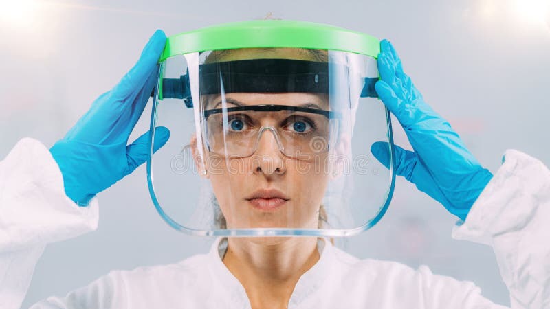Laboratory Safety Equipment. Protective Face Shield Stock Image - Image ...