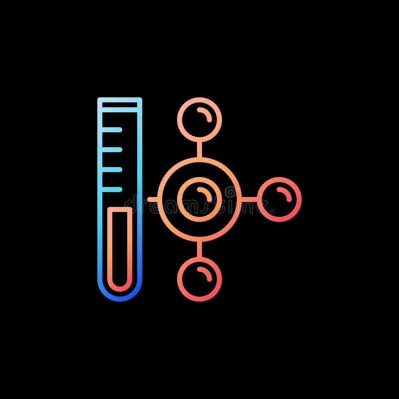 Sample Tube with Molecule Concept Outline Colorful Icon or Vector ...