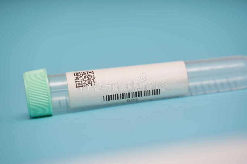 Laboratory Sample Tube with QR Code Stock Image - Image of green ...