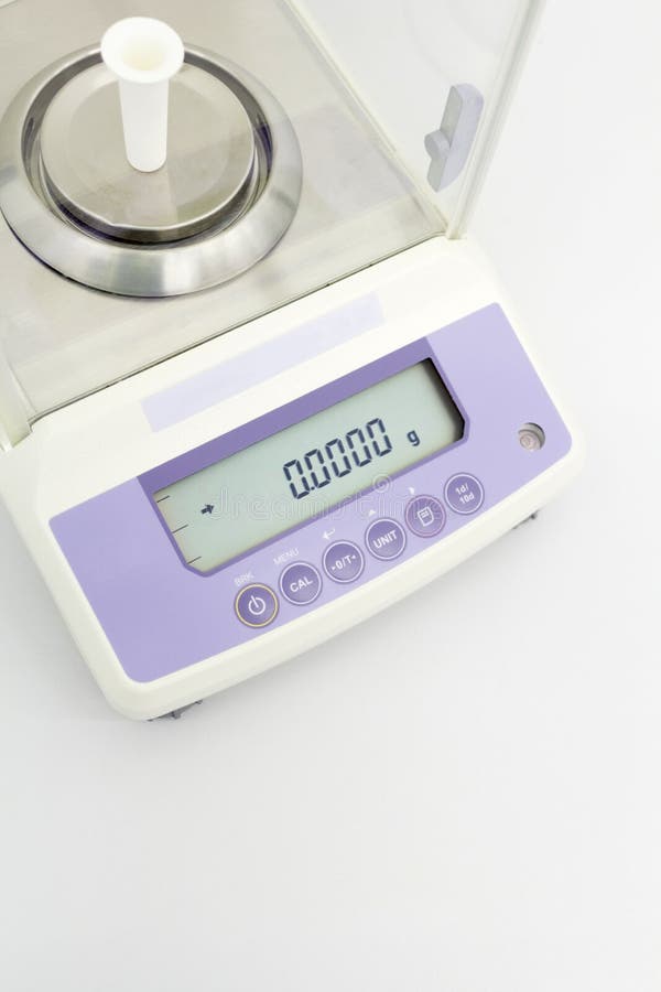 Laboratory Scale on Table in White Background Stock Photo - Image of ...