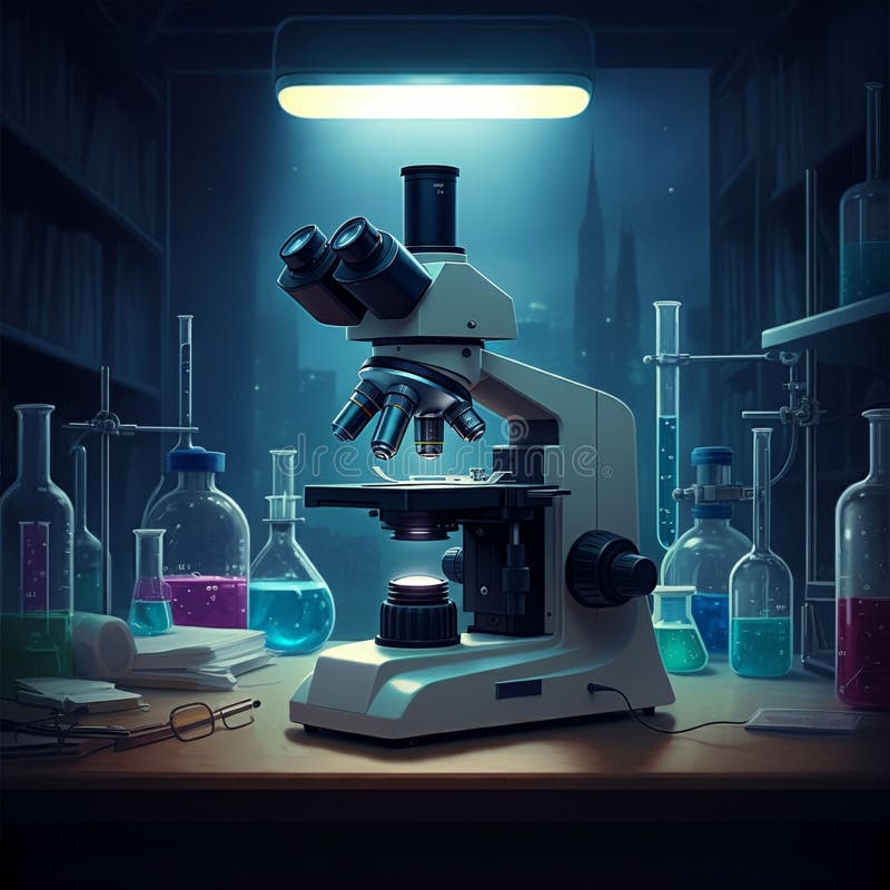 A Laboratory Scene Illuminated by Overhead Lighting, Featuring a ...