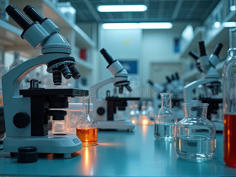 Laboratory Scene Microscopes Glassware Ai Stock Photos - Free & Royalty ...