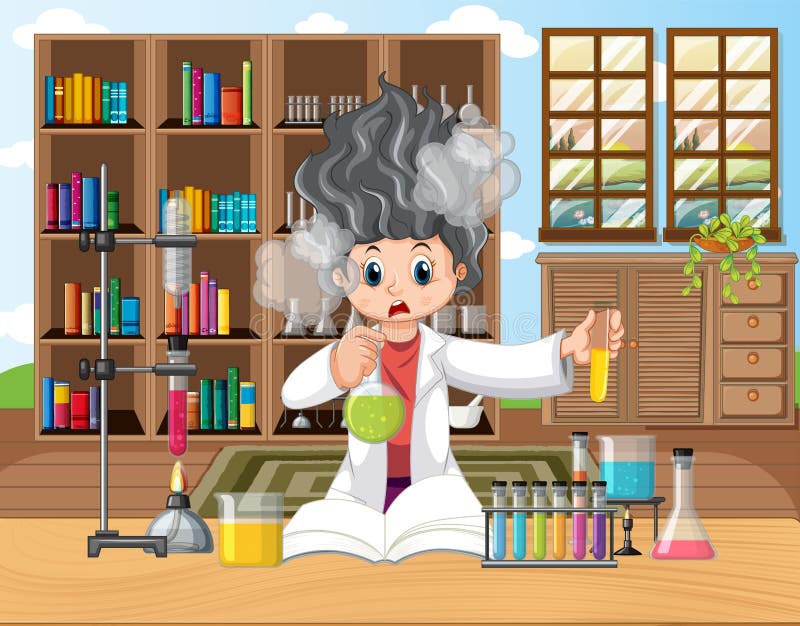 Laboratory Scene with Scientist Cartoon Character Stock Vector ... Laboratory Scene with Scientist Cartoon Character Stock Vector ...