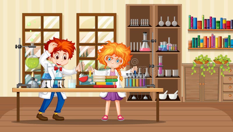 Laboratory Scene with Scientist Cartoon Character Stock Vector ... Laboratory Scene with Scientist Cartoon Character Stock Vector ...