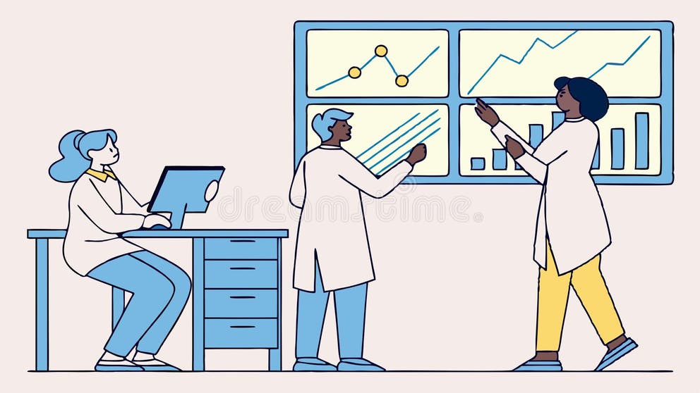 Laboratory Scientist Analyzing Data, Research and Development, Vector ...