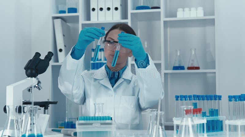 In the Laboratory, the Scientist Conducts Experiments with Samples ...