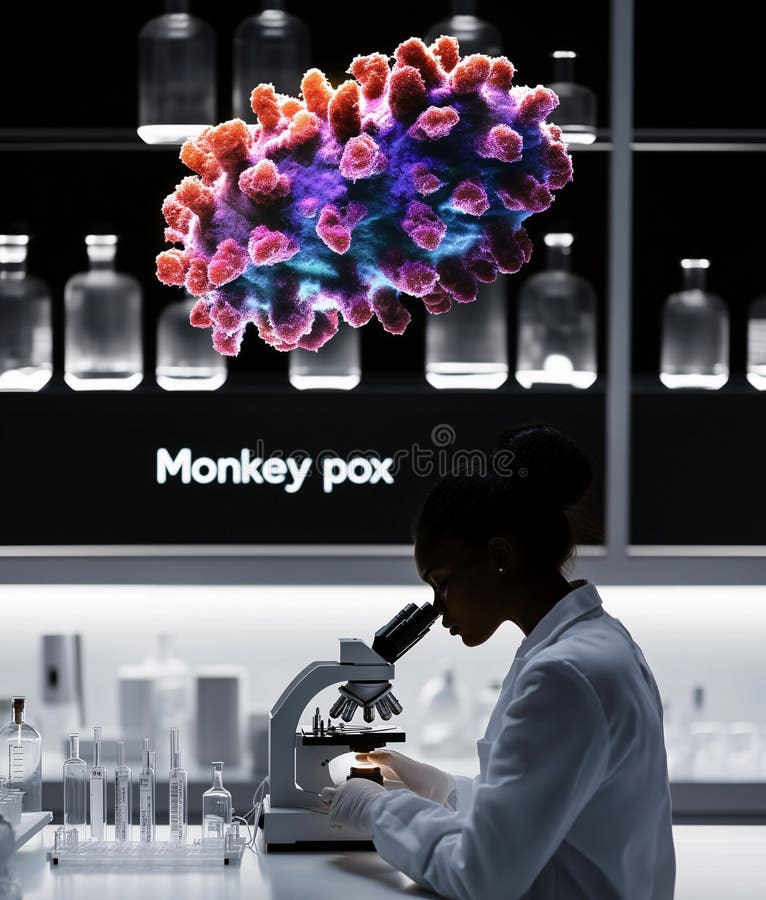 In a Laboratory, a Scientist Examines the Monkeypox Virus. Stock ...