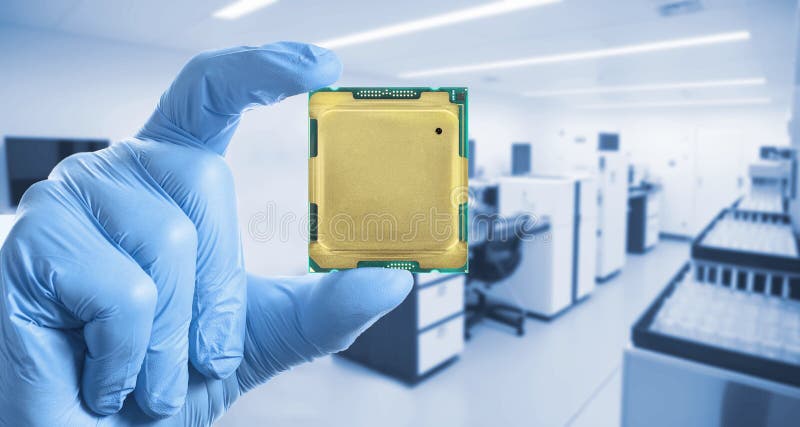 Laboratory Scientist Holds a Modern Microprocessor Chip in Hand ...