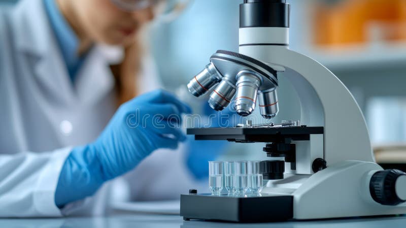 Laboratory Scientist Using Microscope for Research and Analysis of ...