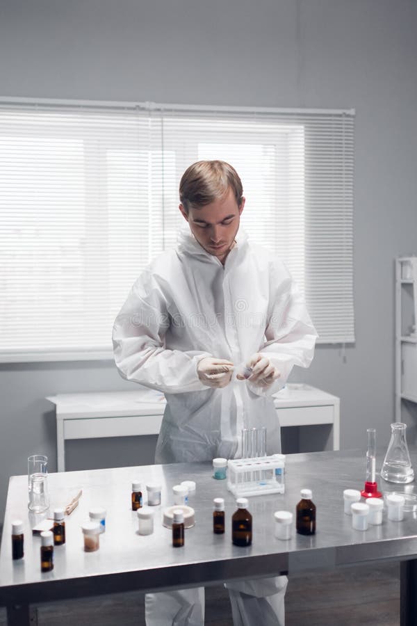 Laboratory Scientist Working in a Lab with Test Tubes Stock Photo ...
