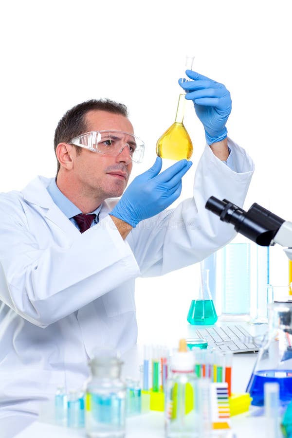Laboratory Scientist Working at Lab with Test Tubes Stock Image - Image ...