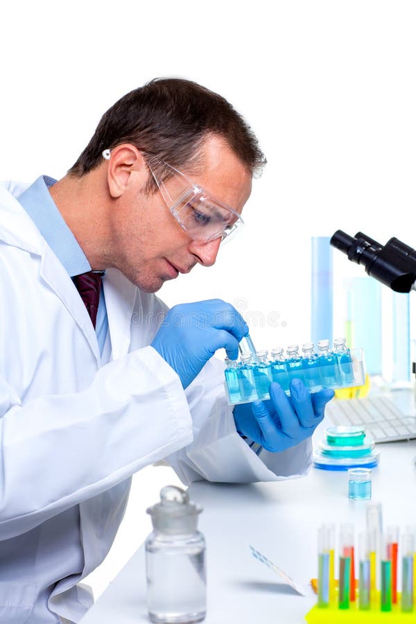 Laboratory Scientist Working at Lab with Test Tubes Stock Image - Image ...